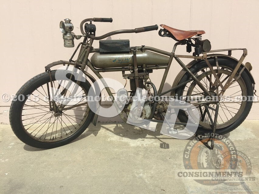 1912 Pope Motorcycle Model H – Single Cylinder Belt Drive …@Mecum Auct ...